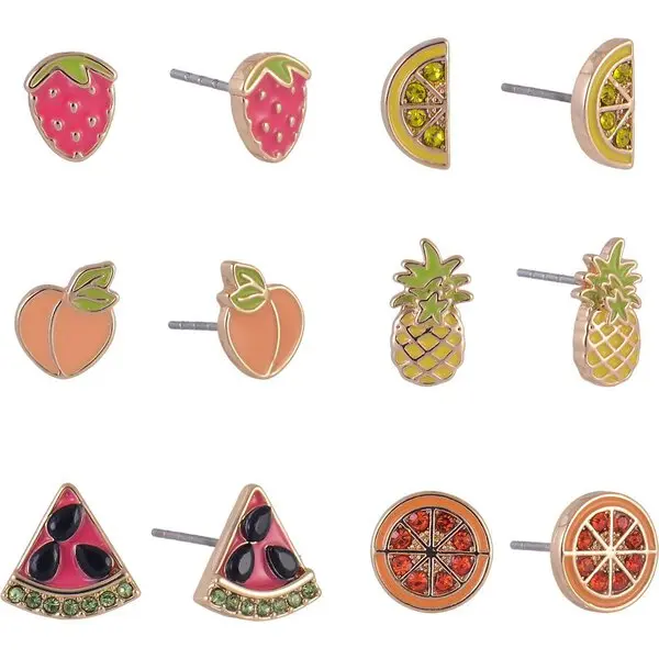 HALLMARK 6-piece Fruit Stud Earring Set - Multicolored