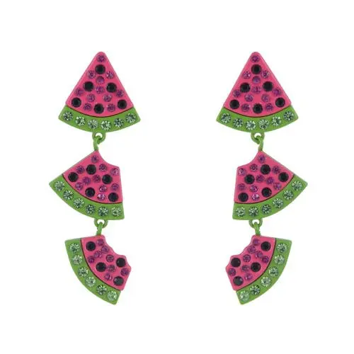 HALLMARK Watermelon Slice Drop Earrings With Glass Stones