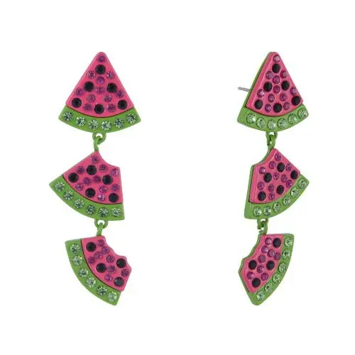 HALLMARK Watermelon Slice Drop Earrings With Glass Stones