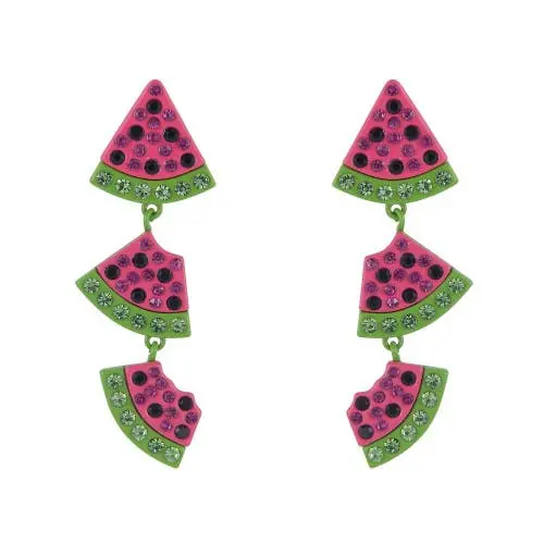 HALLMARK Watermelon Slice Drop Earrings With Glass Stones