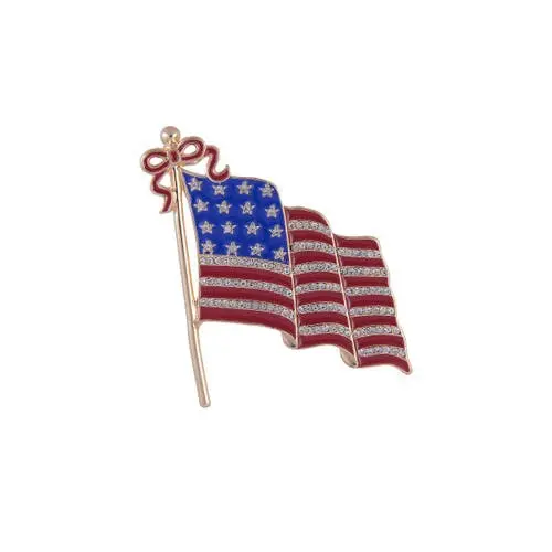HALLMARK American Flag Enamel Pin With Crystal Accents - Red