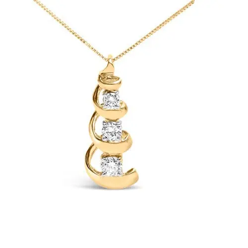 HAUS OF BRILLIANCE 10k 1/4 Cttw Diamond Swirl And Drop Pendant Necklace - Yellow Gold