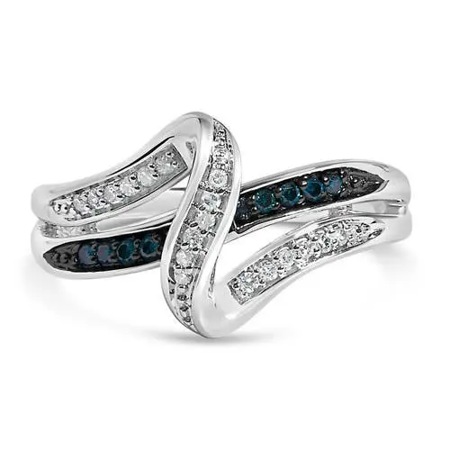 HAUS OF BRILLIANCE Sterling Diamond Crossover Ring - Silver