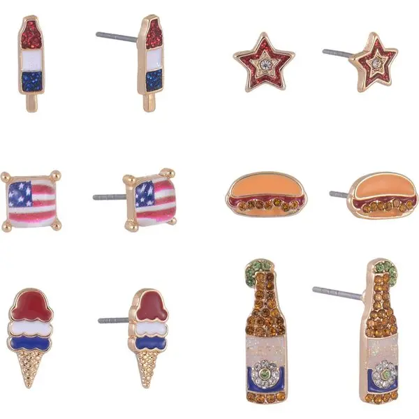 HALLMARK 6-pack Americana Theme Stud Earrings