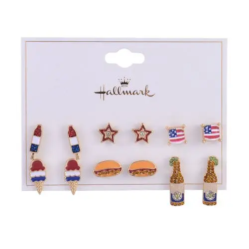 HALLMARK 6-pack Americana Theme Stud Earrings