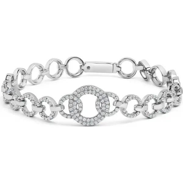 HAUS OF BRILLIANCE 1.00 Cttw Diamond Open Circle Link Bracelet In Sterling - Silver