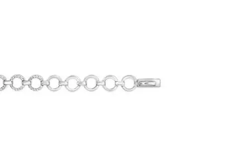 HAUS OF BRILLIANCE 1.00 Cttw Diamond Open Circle Link Bracelet In Sterling