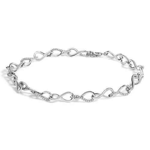 HAUS OF BRILLIANCE 1/2 Cttw Diamond Linked Infinity Anklet In Sterling - Silver