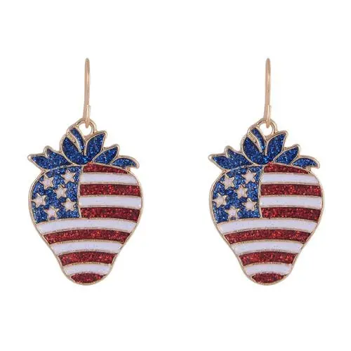 HALLMARK American Flag Strawberry Earrings