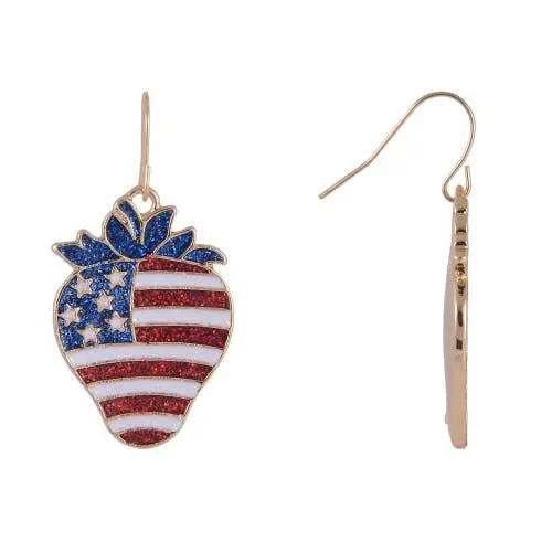HALLMARK American Flag Strawberry Earrings