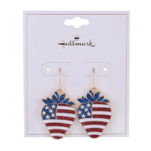 HALLMARK American Flag Strawberry Earrings