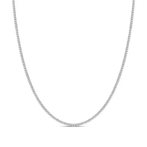 HAUS OF BRILLIANCE 14k 3.0 Carat Round Diamond Tennis Necklace - White Gold