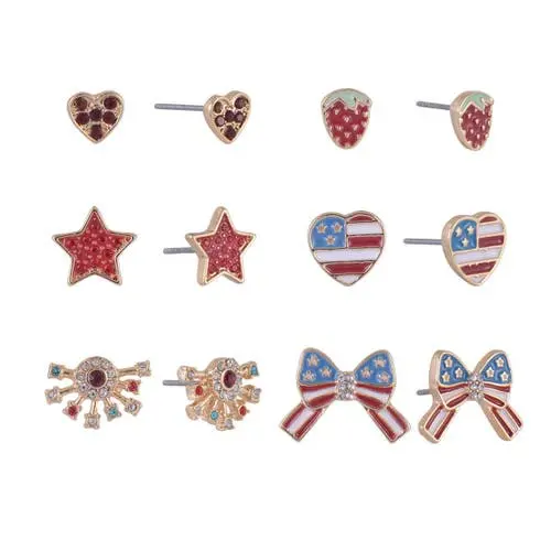 HALLMARK Americana Theme Stud Earring Set - Red