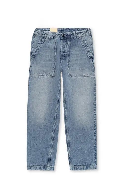 FORTELA Vietnam Inspired Bleach Wash Denim Pants - Blue