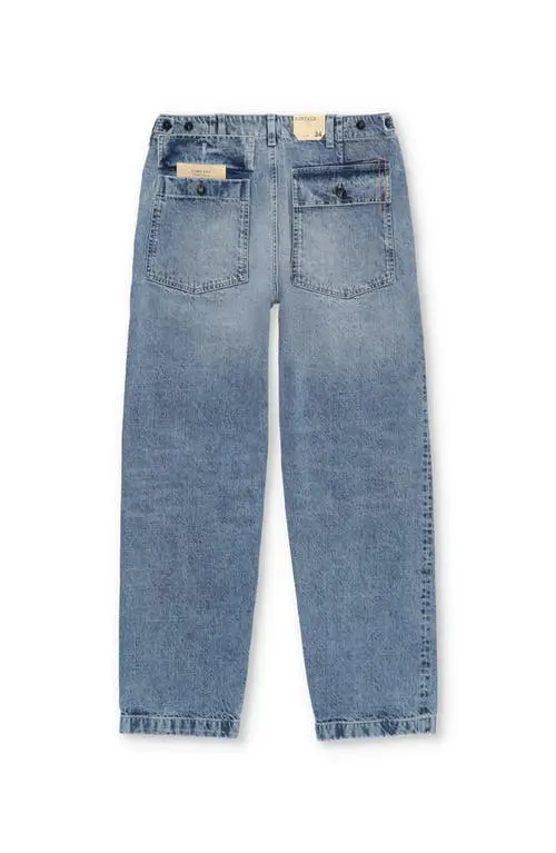 FORTELA Vietnam Inspired Bleach Wash Denim Pants - Blue