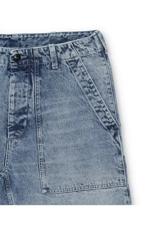 FORTELA Vietnam Inspired Bleach Wash Denim Pants - Blue