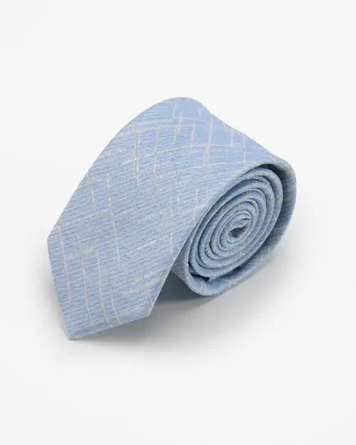 KNOTTERY & CO Metallic Boucle Silk Jacquard Tie - Blue
