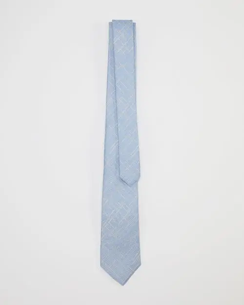 KNOTTERY & CO Metallic Boucle Silk Jacquard Tie - Blue