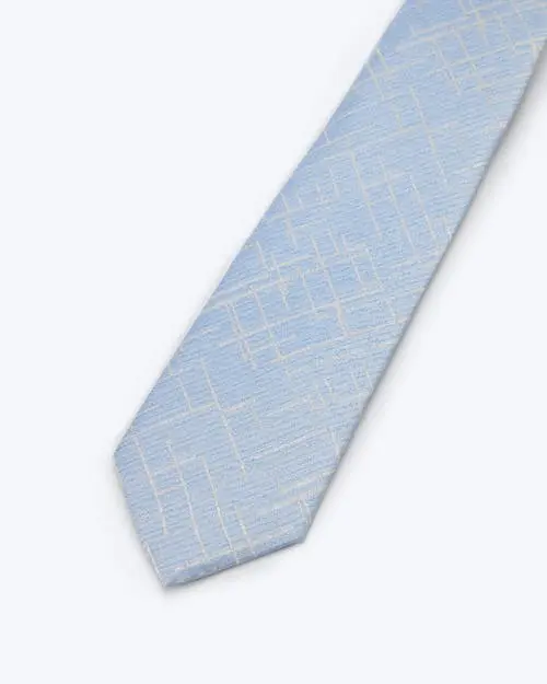 KNOTTERY & CO Metallic Boucle Silk Jacquard Tie - Blue