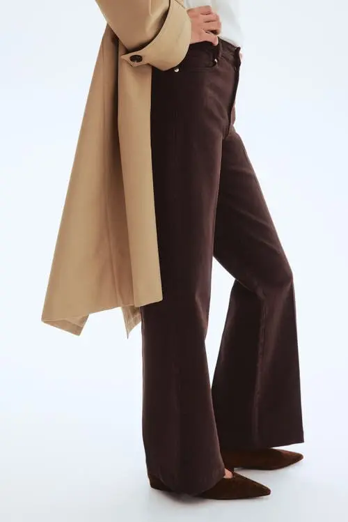 H&m Bootcut Twill Trousers - Dark Brown