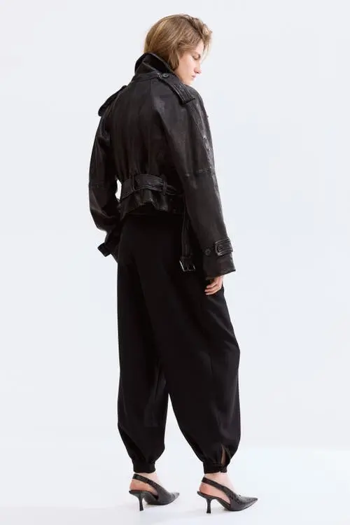 H&m Pleated Balloon Trousers - Black