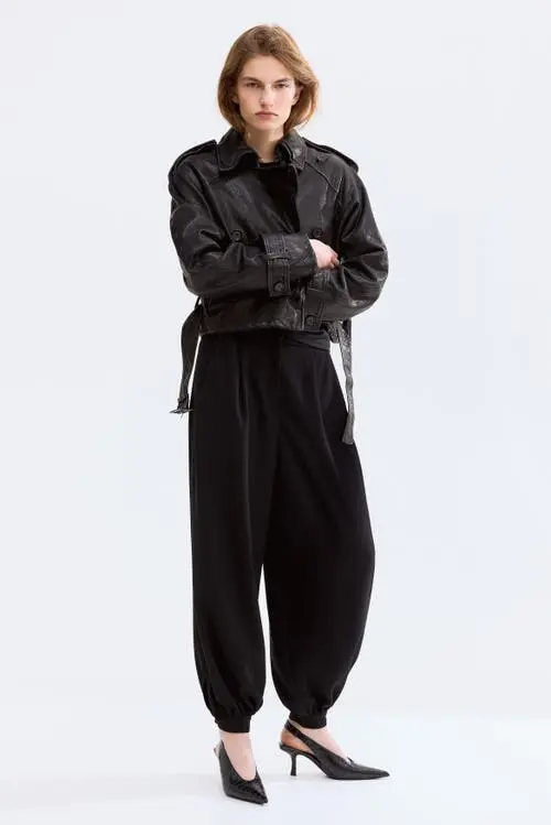 H&m Pleated Balloon Trousers - Black