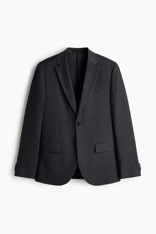 H&m Regular-fit Single-breasted Jacket With Notched Lapels - Dark Gray