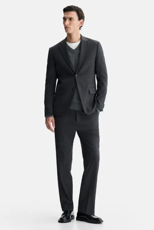 H&m Regular-fit Single-breasted Jacket With Notched Lapels - Dark Gray