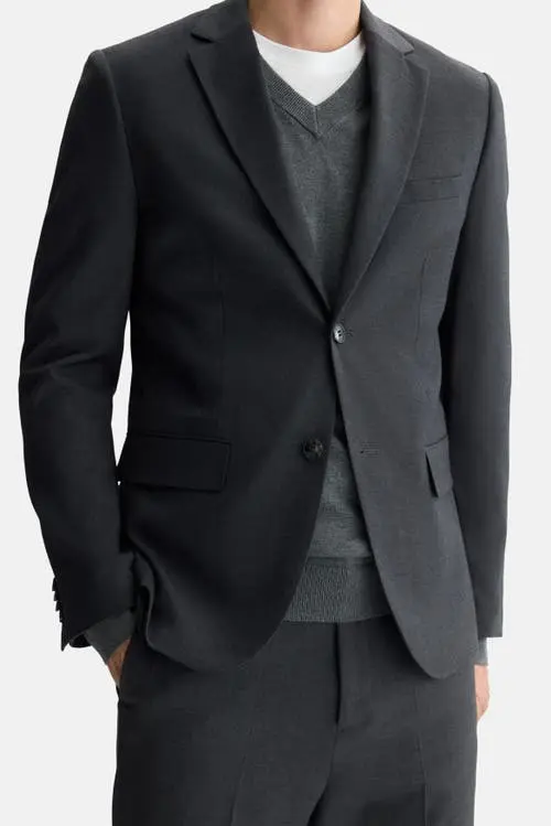 H&m Regular-fit Single-breasted Jacket With Notched Lapels - Dark Gray