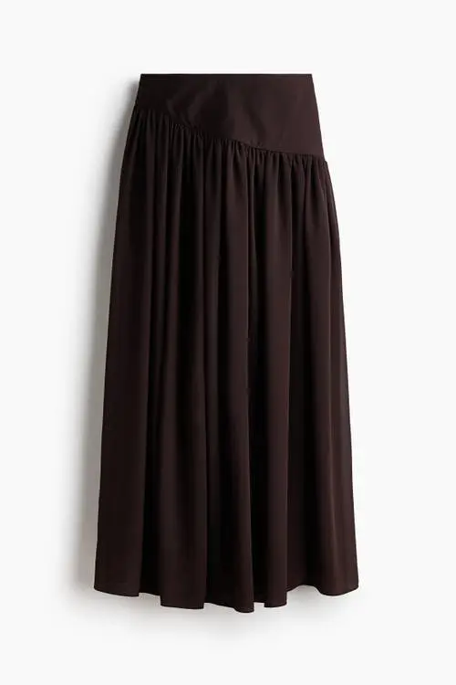 H&m Maxi Skirt In Crêpe Chiffon With Gathered Detail