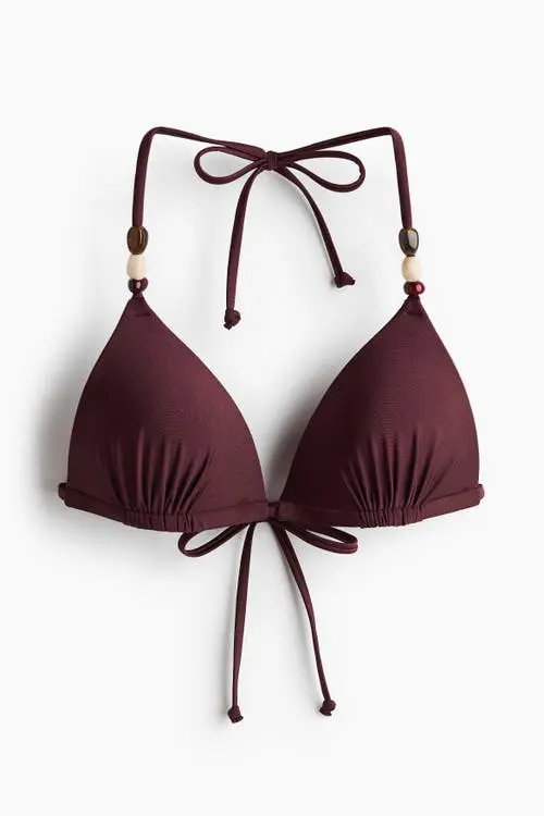 H&m Padded Triangle Bikini Top With Ruched Detail