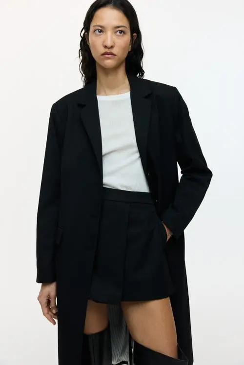 H&m Twill Mini Skort With Wrapover Front