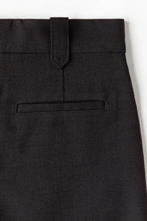 H&m Pleated Textured Weave Shorts - Black