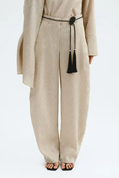 H&m Linen-blend Barrel Trousers