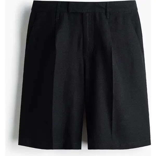H&m Linen-blend Bermuda Shorts - Black