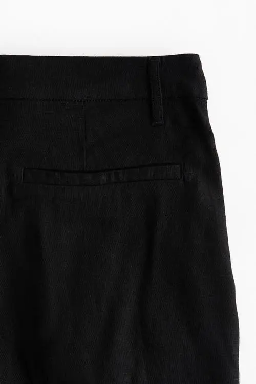 H&m Linen-blend Bermuda Shorts - Black