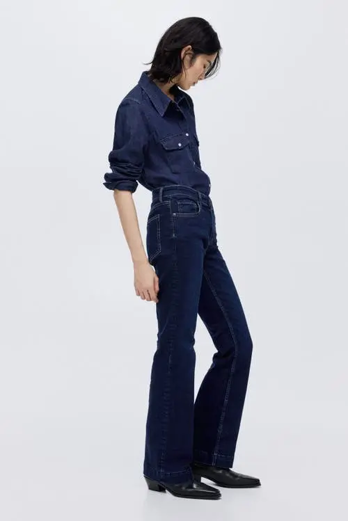 H&m Bootcut Regular Jeans In Denim With Stretch - Dark Denim Blue
