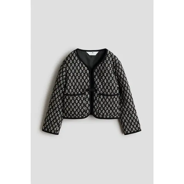 H&m Quilted Cotton Jacket With Tie Detail