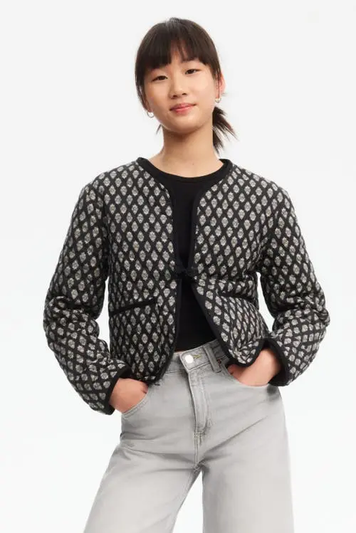 H&m Quilted Cotton Jacket With Tie Detail