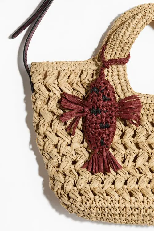 H&m Straw Crossbody Bag With Fish Charm
