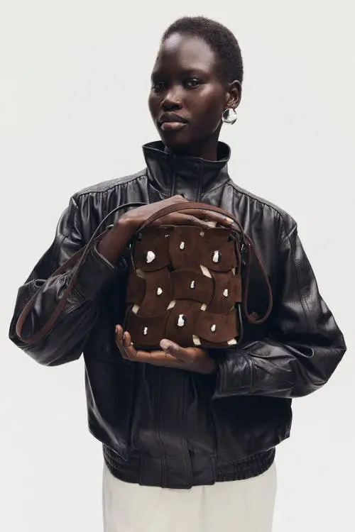 H&m Studded Crossbody Bucket Bag - Dark Brown