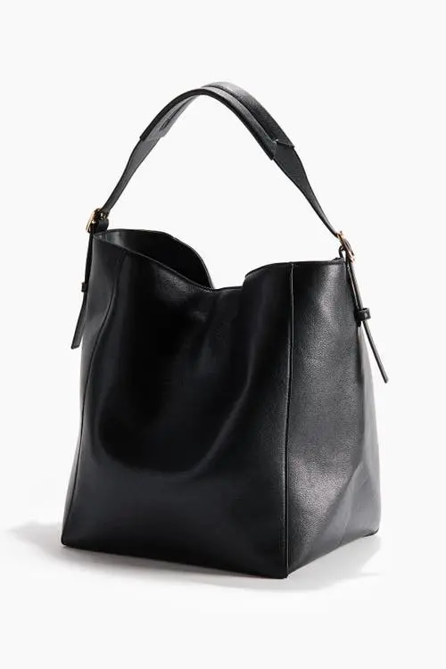 H&m Shopper With Adjustable Buckled Shoulder Strap - Black