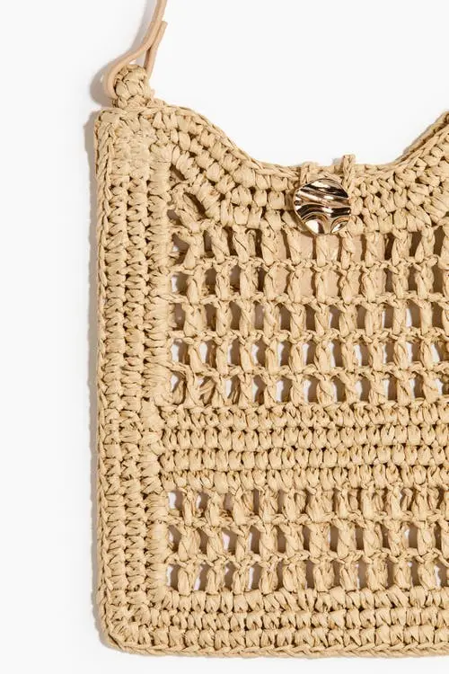 H&m Straw Phone Bag With Metal Button Fastening