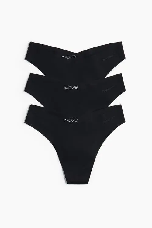 H&m 3-pack Sports Thong Briefs With Drymove - Black