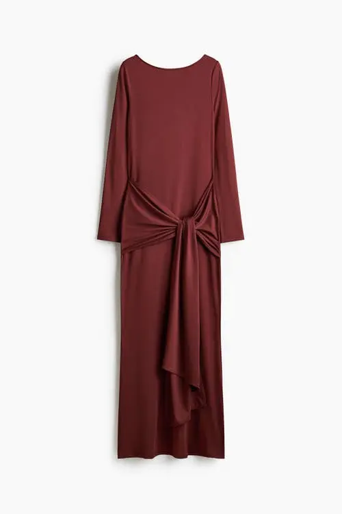 H&m Tie-detail Jersey Maxi Dress - Rust Brown