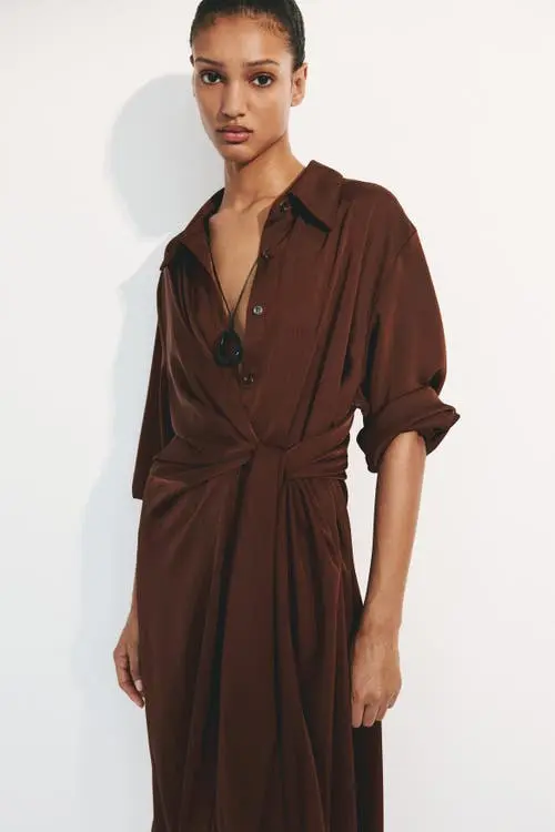 H&m Tie-detailed Shirt Dress