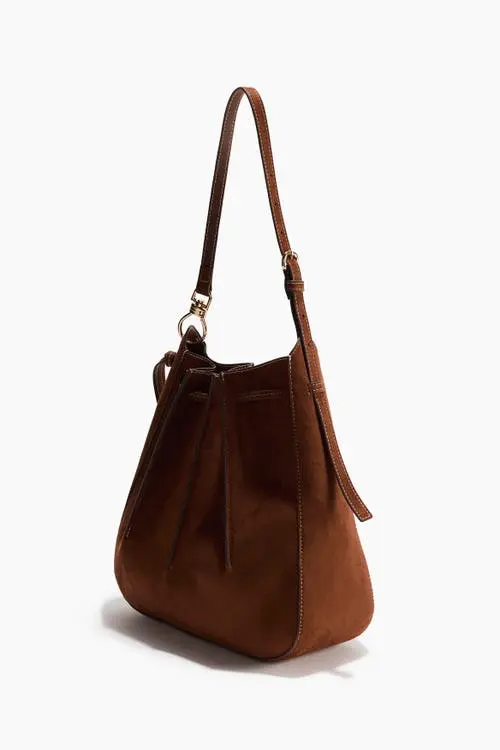 H&m Pleated Shoulder Bag With Drawstring And Metal Clasp