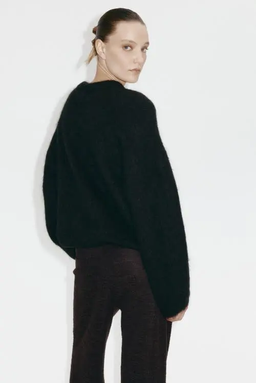 H&m Wide-leg Bouclé Pants - Dark Brown