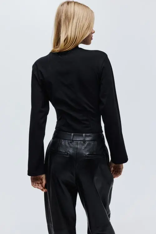 H&m Long-sleeve Cotton Jersey Bodysuit With Nipped-in Waist
