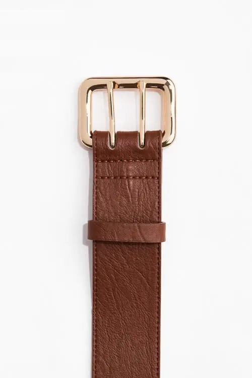 H&m Wide Belt With Gold Tone Buckle And Eyelets